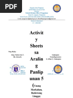 Quarter 2 - MELC 1: Activity Sheet Sa Araling Panlipunan 5 | PDF