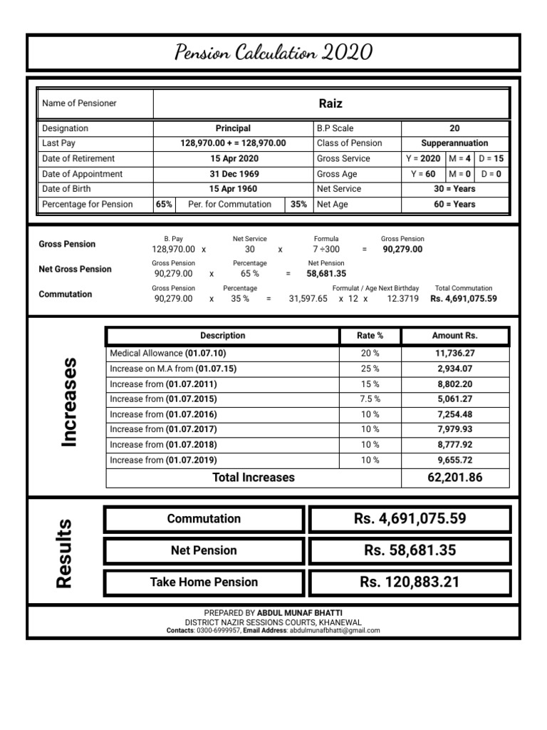 Pension Calculation | PDF | Retirement