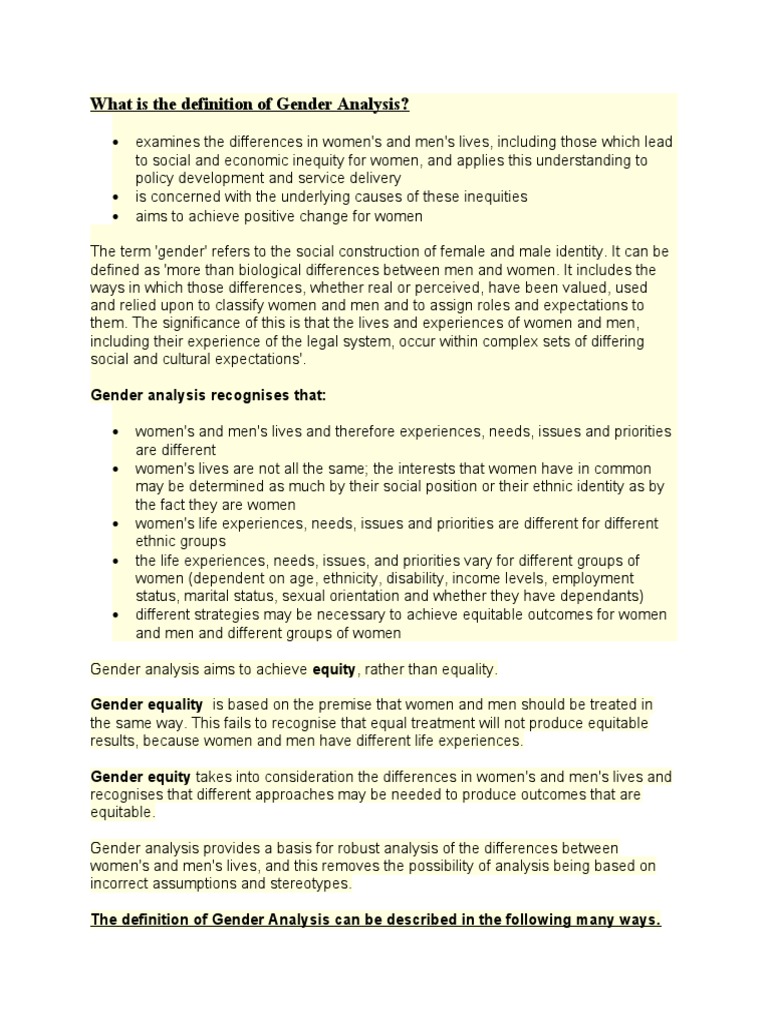 Understanding Gender Analysis Definition | PDF