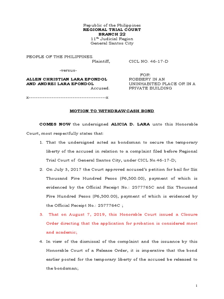 Motion Release Bond | PDF