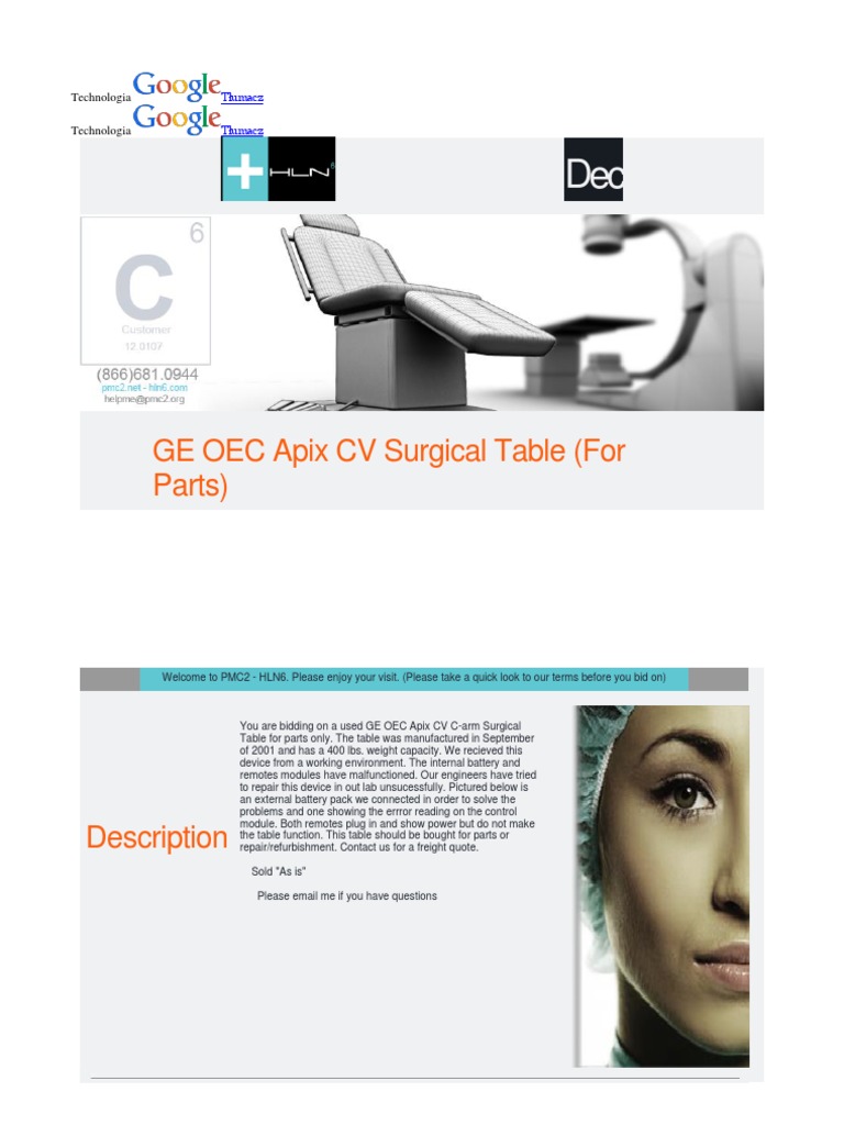 GE OEC Apix CV Surgical Table PDF | PDF