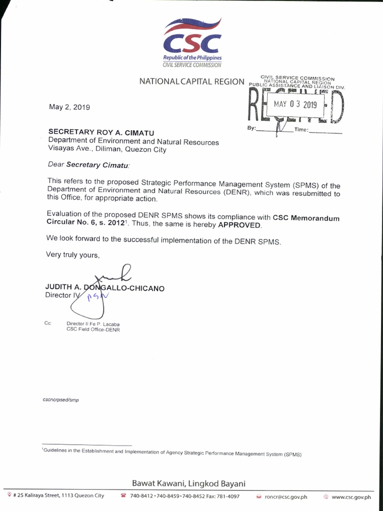 SPMS 2019 - CSC Memorandum Circular No. 6, Series 2012 - Approved PDF | PDF