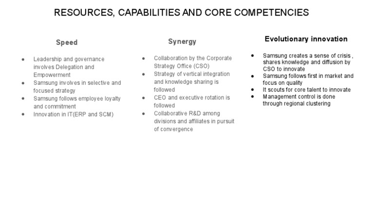 Resources, Capabilities and Core Competencies | PDF