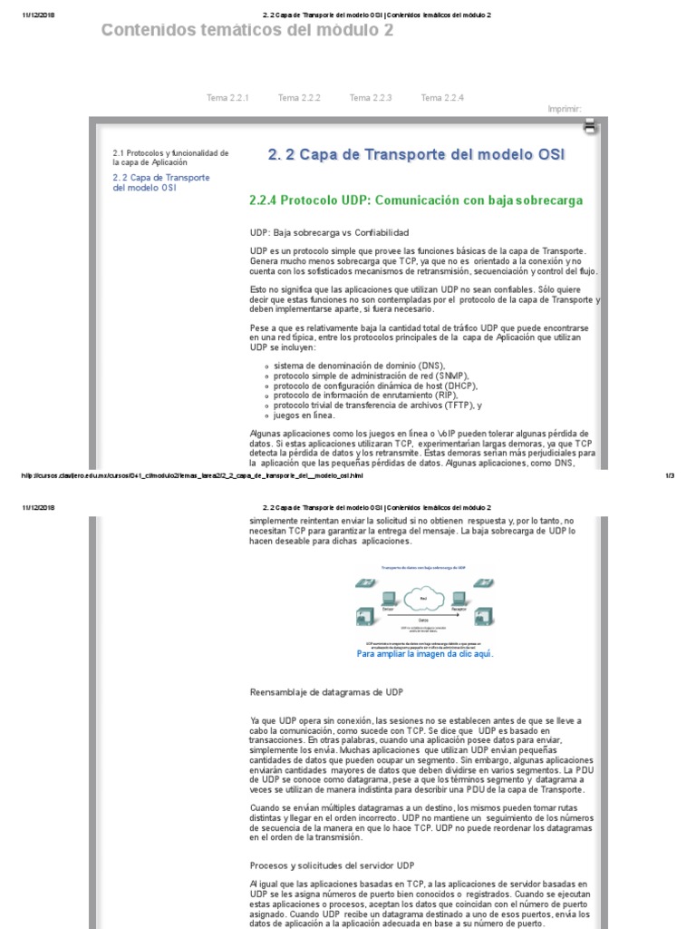 2.2.4 Protocolo UDP Comunicación Con Baja Sobrecarga | PDF ...