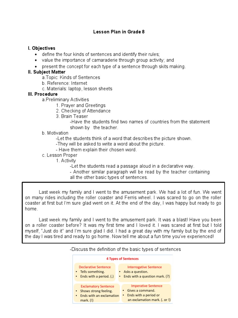 Lesson Plan in Grade 8 | PDF
