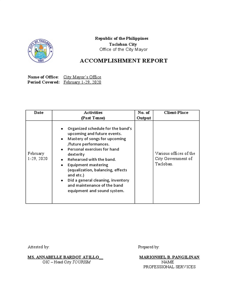 Tacloban City Mayor's Office February 2020 Report | PDF