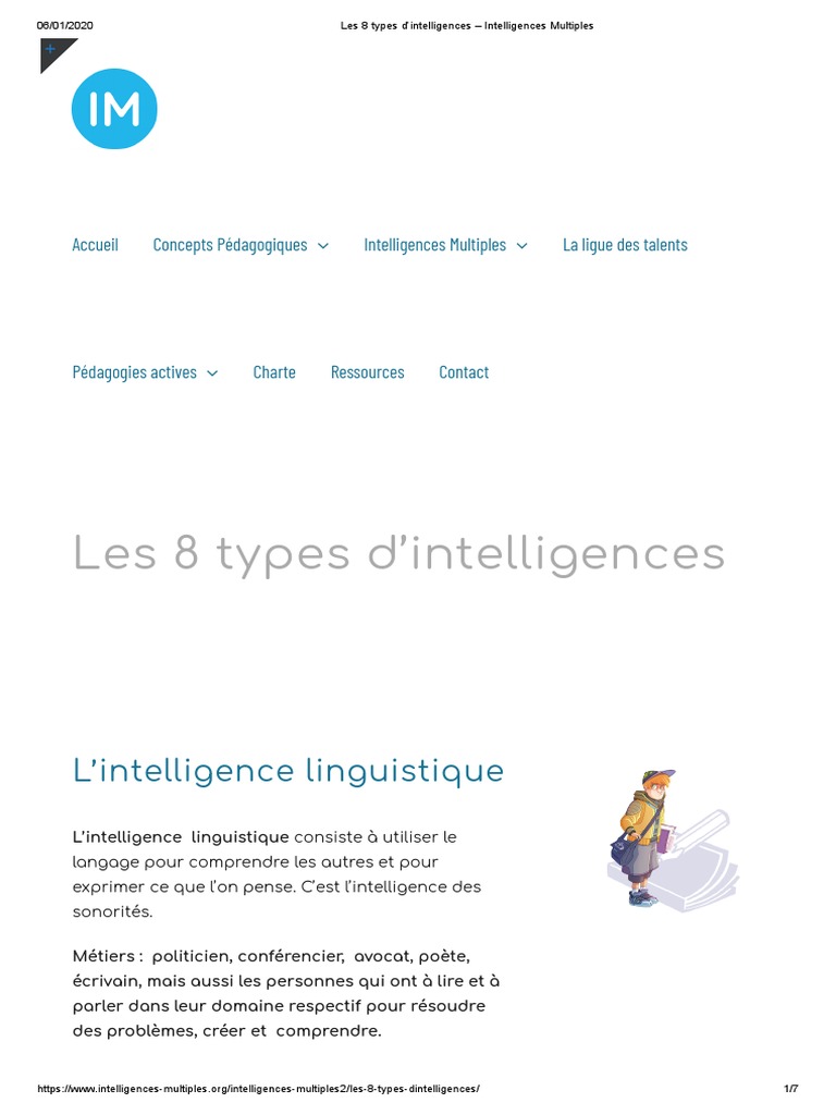 Les 8 Types D'intelligences - Intelligences Multiples PDF | PDF