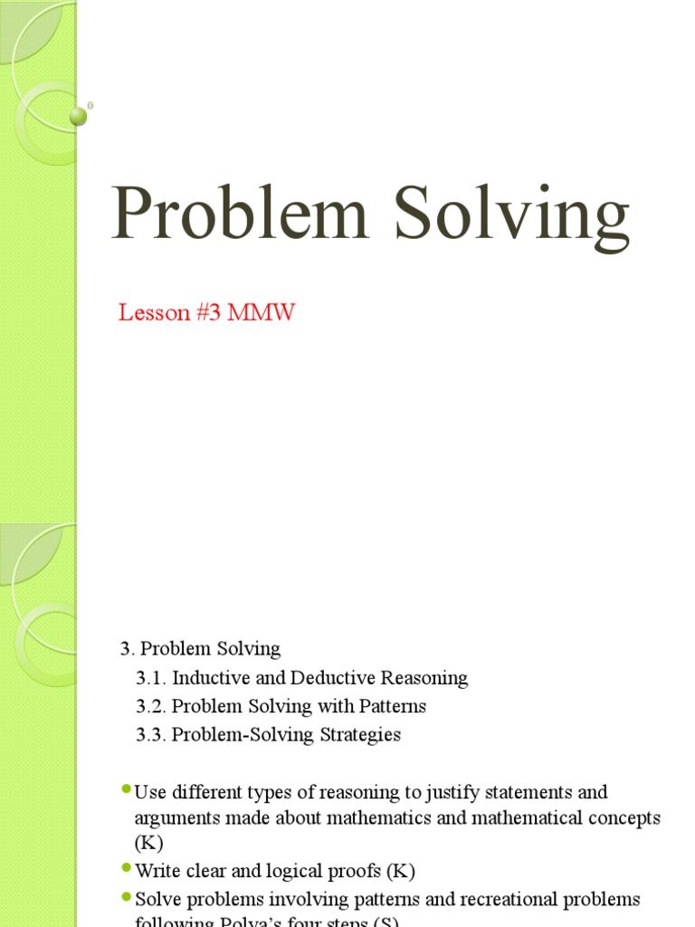 Problem Solving: Lesson #3 MMW | PDF | Inductive Reasoning | Tsunami
