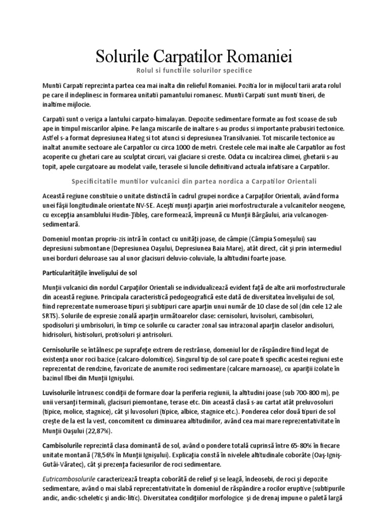 Solurile Carpatilor Romaniei | PDF