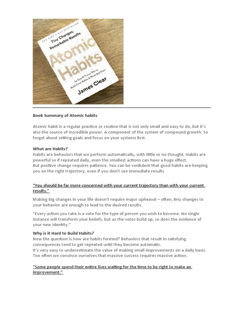 Book Summary of Atomic Habits | PDF | Habits | Goal
