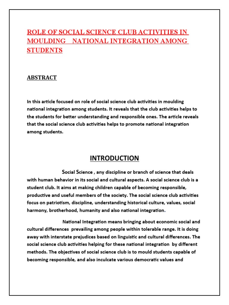 Social Science Club | PDF