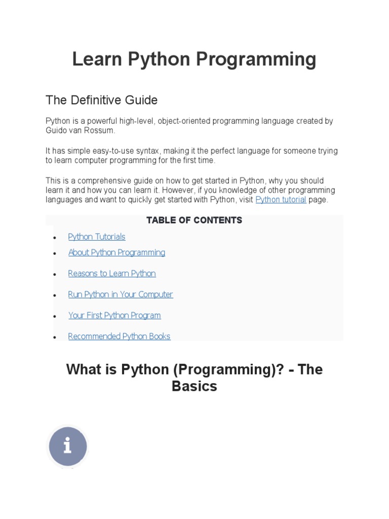 Learn Python Programming: The Definitive Guide | PDF | Python ...