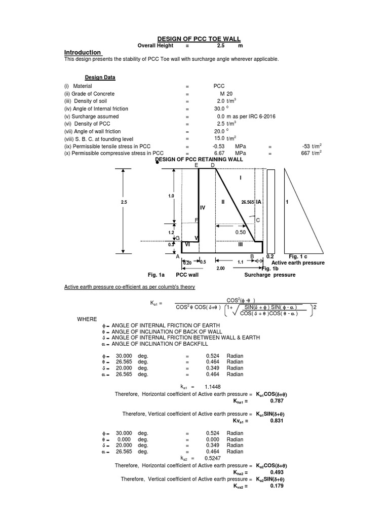 PCC Toe Wall - 2.5M - HEAD WALL SHAPE | PDF