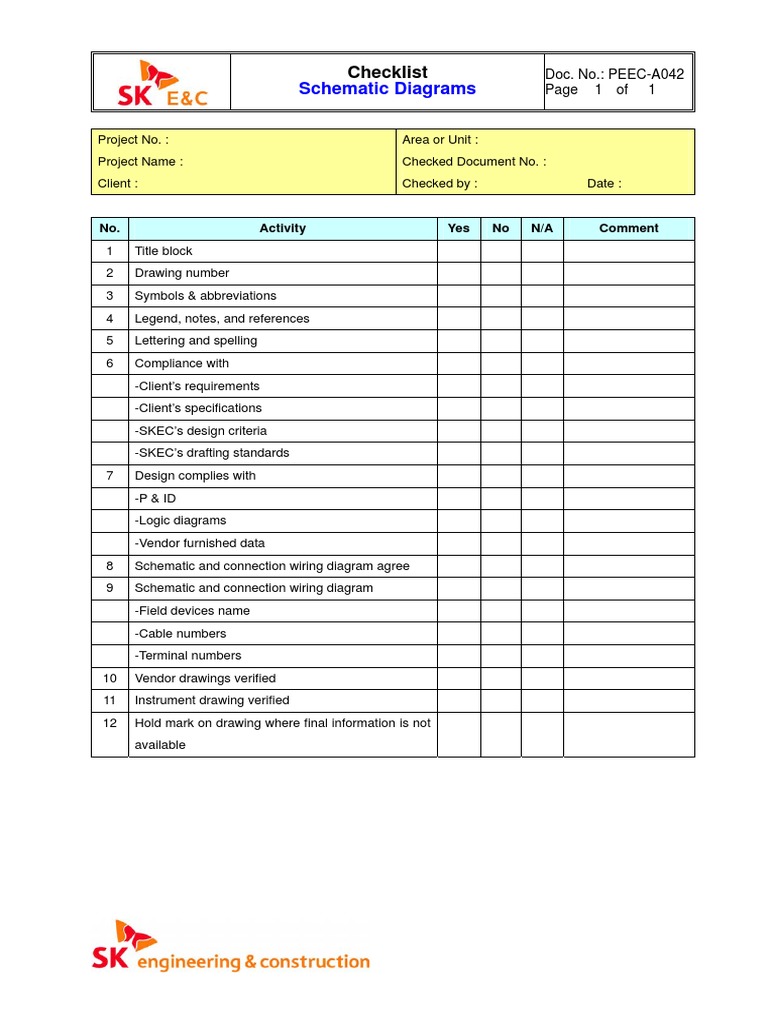 PEEC-A042 Checklist Schematic Diagrams