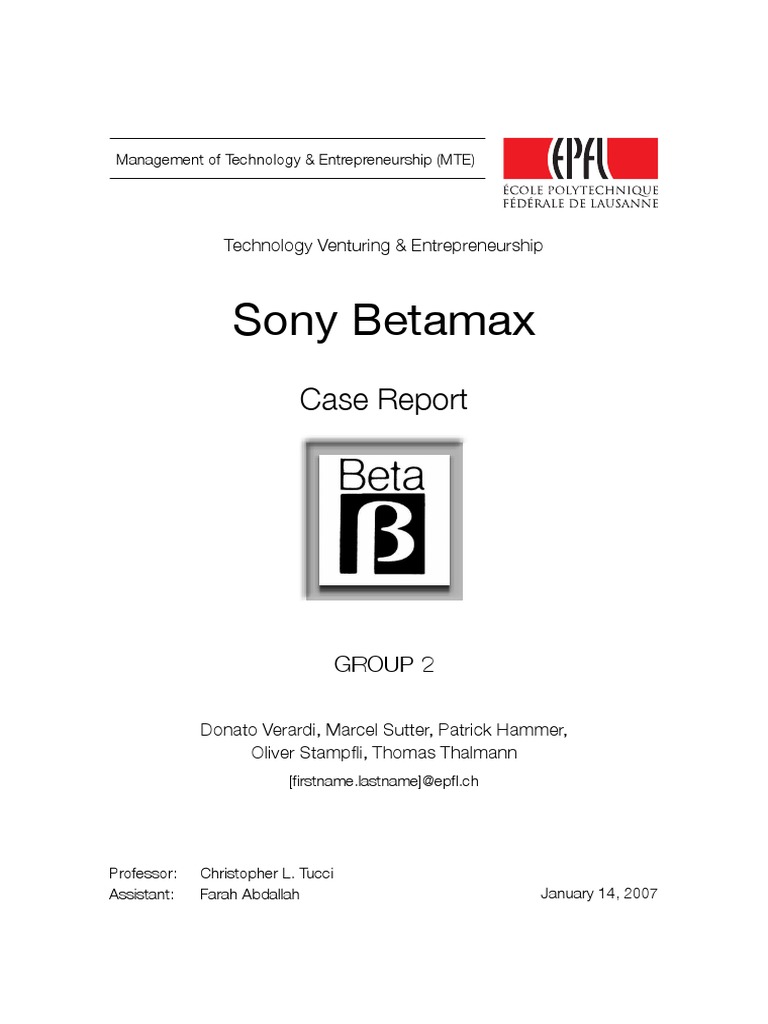Sony Betamax: Case Report | PDF