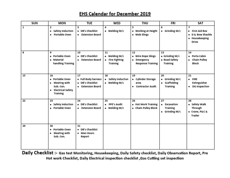 Schedule For Inspection Dec 19 | PDF