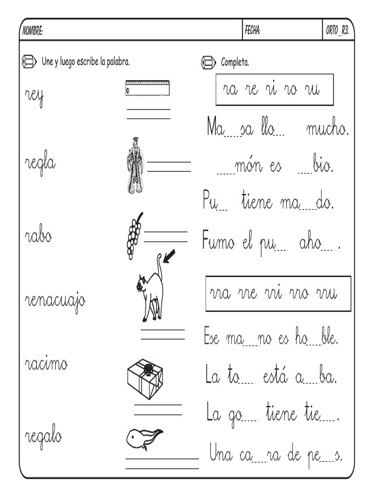 Actividades y ejercicios con rra rre rri rro rru | PDF