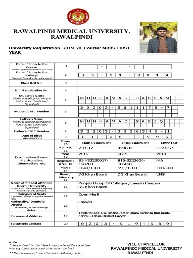 RMU MBBS Admission Registration 2024 | PDF