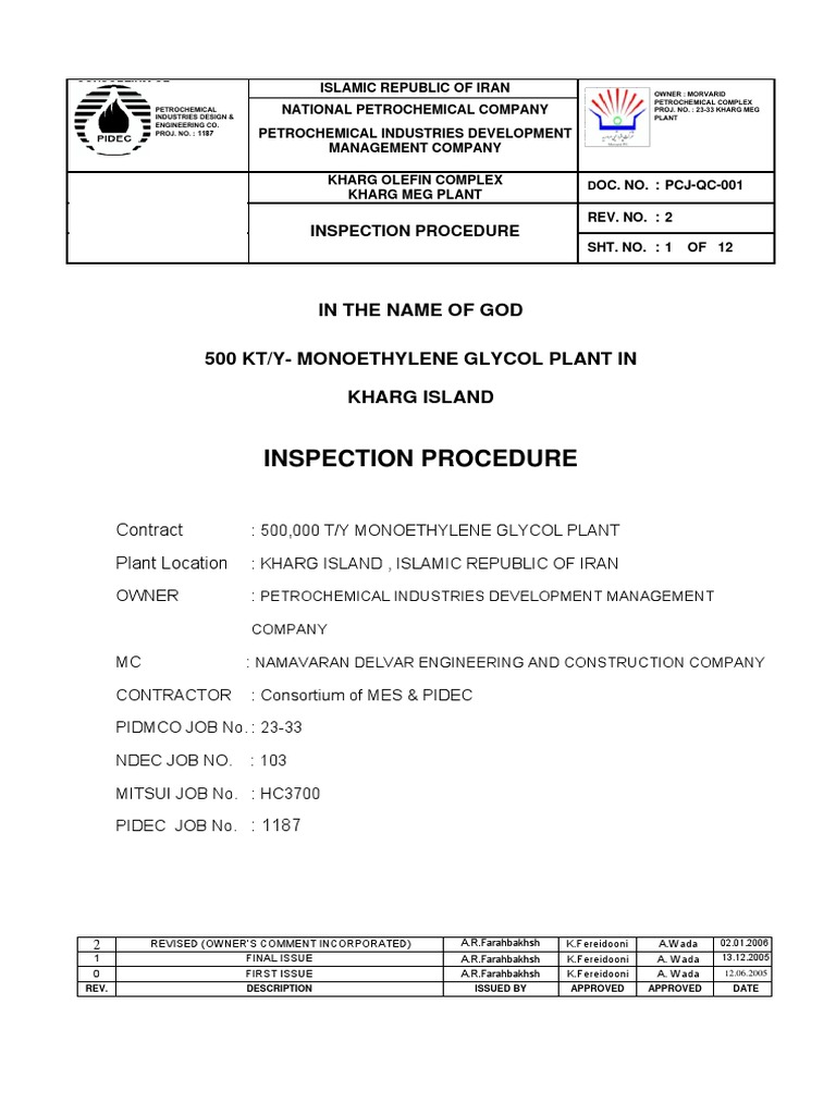 Inspection Procedure PDF | PDF