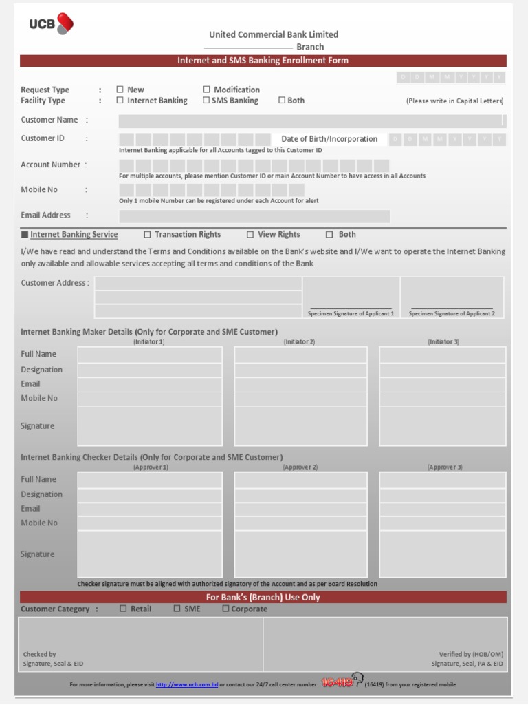 Ibanking SMS Banking Application Form PDF | PDF | Online Banking ...