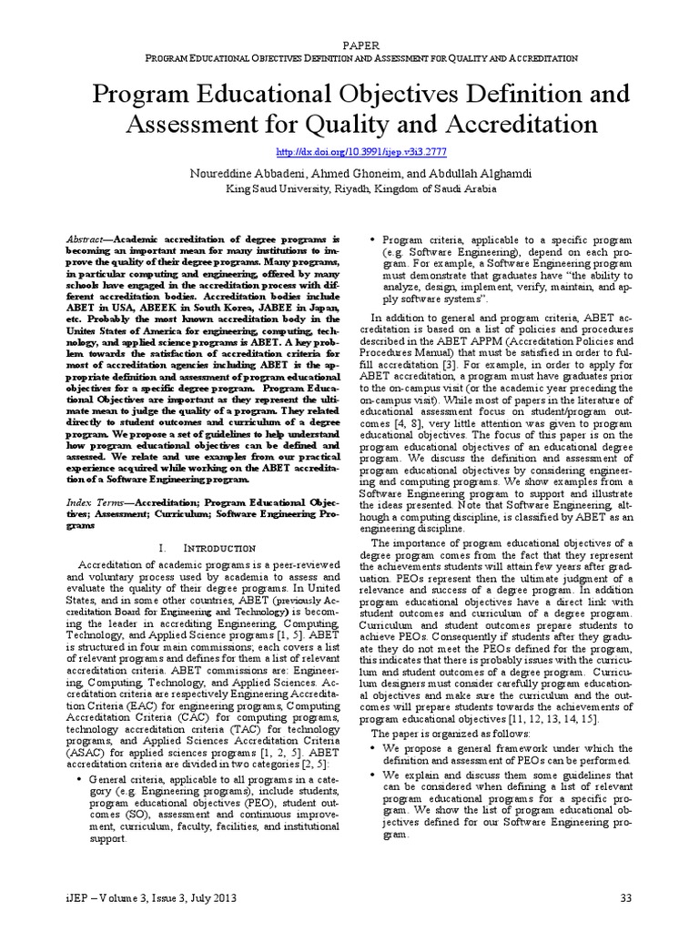 PEO Assessment 1 | PDF | Curriculum | Engineering