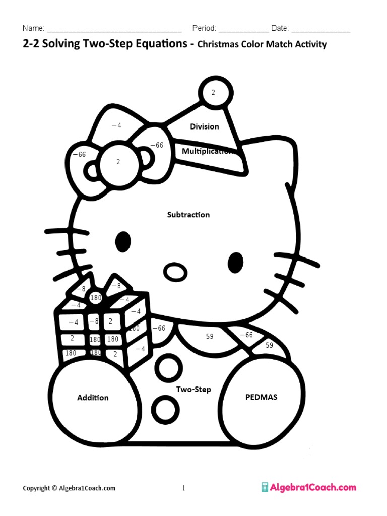 2-2 Solving Two-Step Equations - : Christmas Color Match Activity | PDF