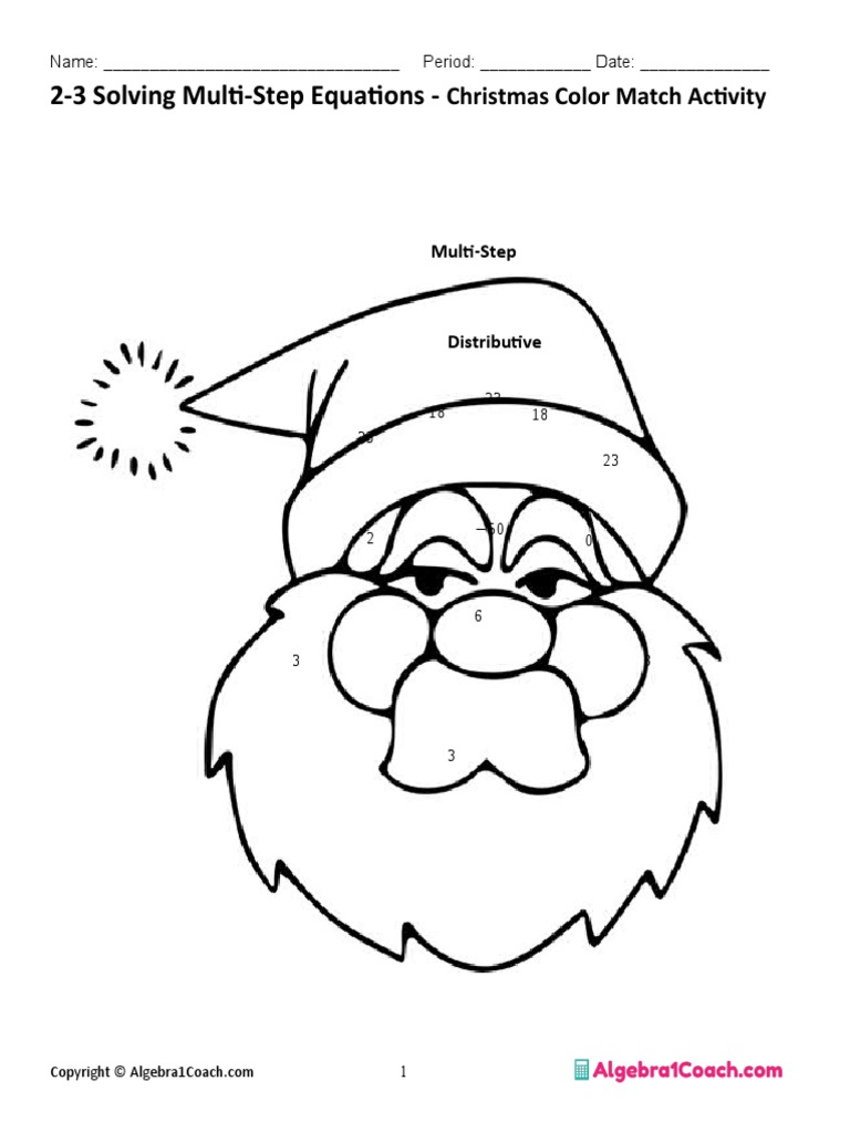 2 3 Solving Multi Step Equations SE Christmas Color Match Activity | PDF