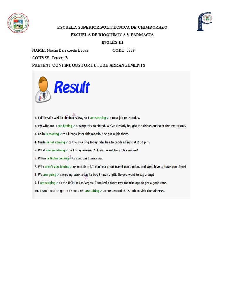 Present Continuous For Future Arrangements | PDF