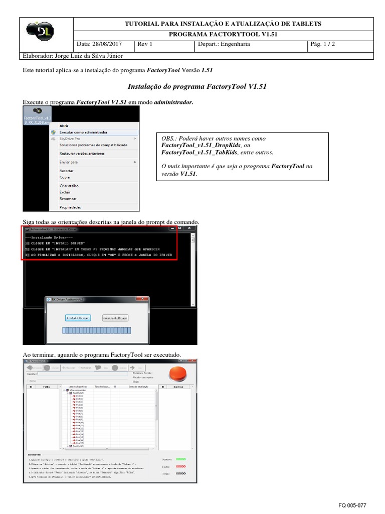 Tutorial Programa FactoryTool v1.51 Rev00 PDF | PDF