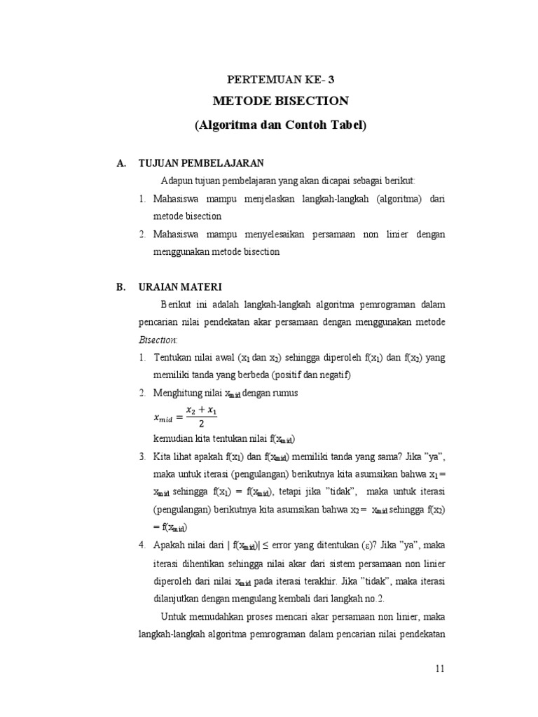 Metode Bisection: Algoritma dan Contoh | PDF
