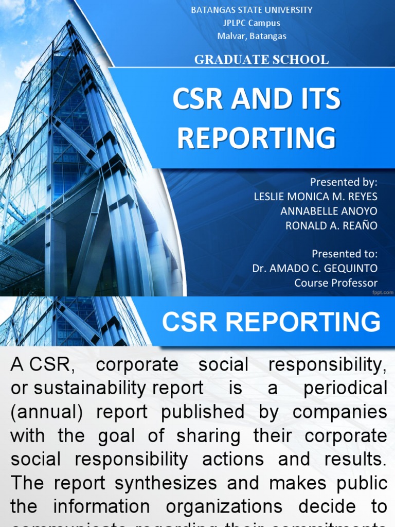 CSR and Its Reporting | PDF | Business