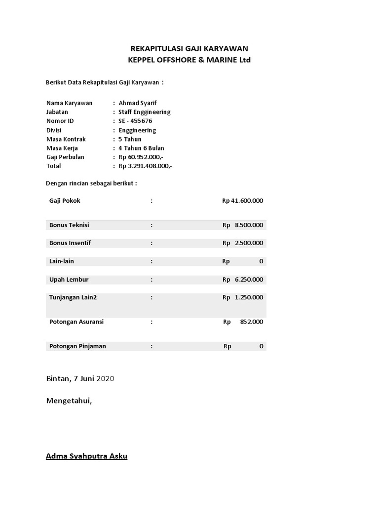 Rekapitulasi Gaji | PDF | Karier & Perkembangan | Pengelolaan Keuangan ...