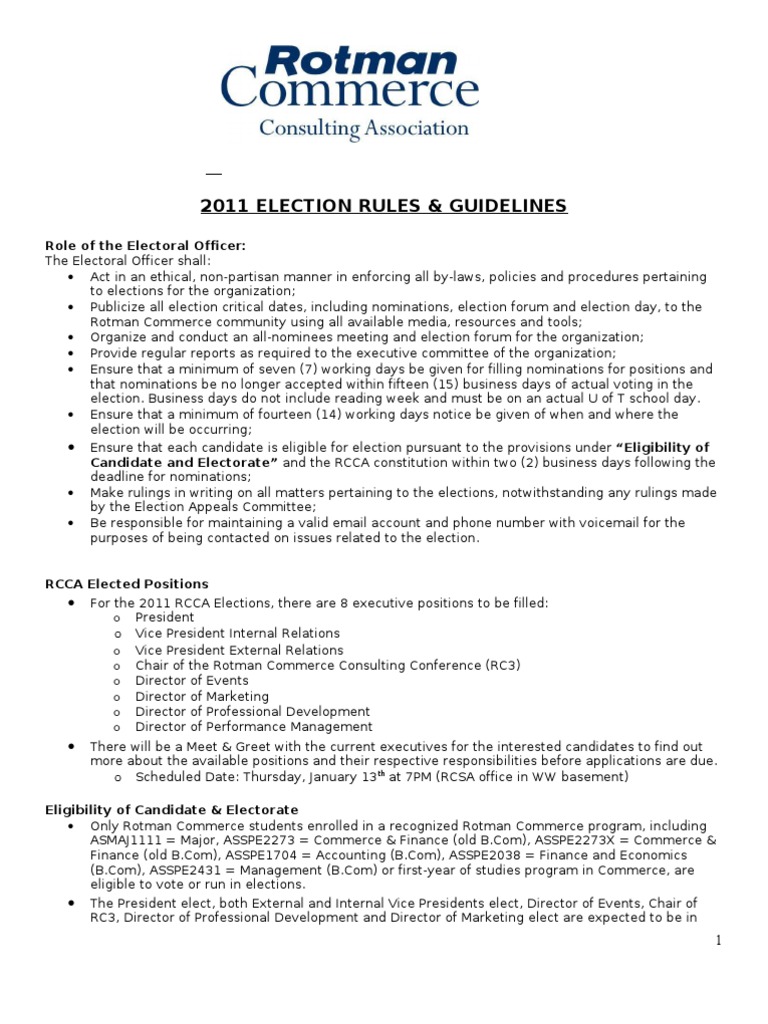 2011 RCCA Election Guidelines | PDF | Two Round System | Elections