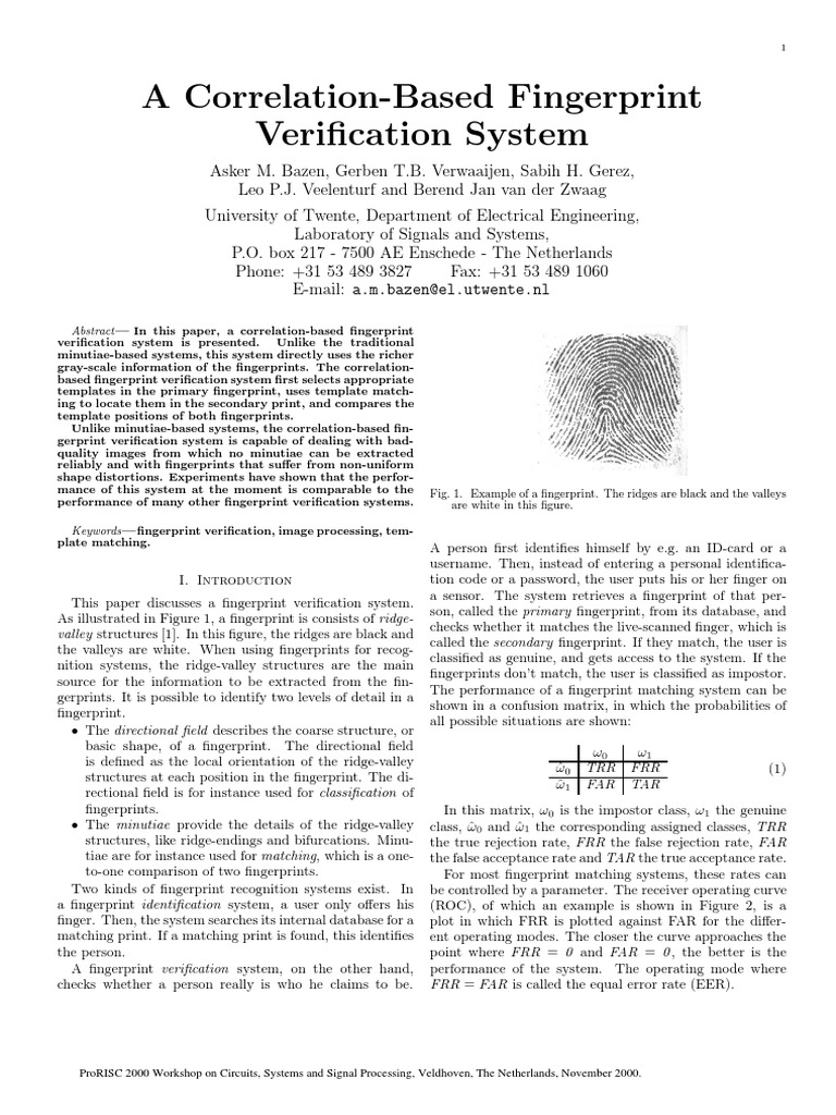 A Correlation-Based Fingerprint Verification System | PDF