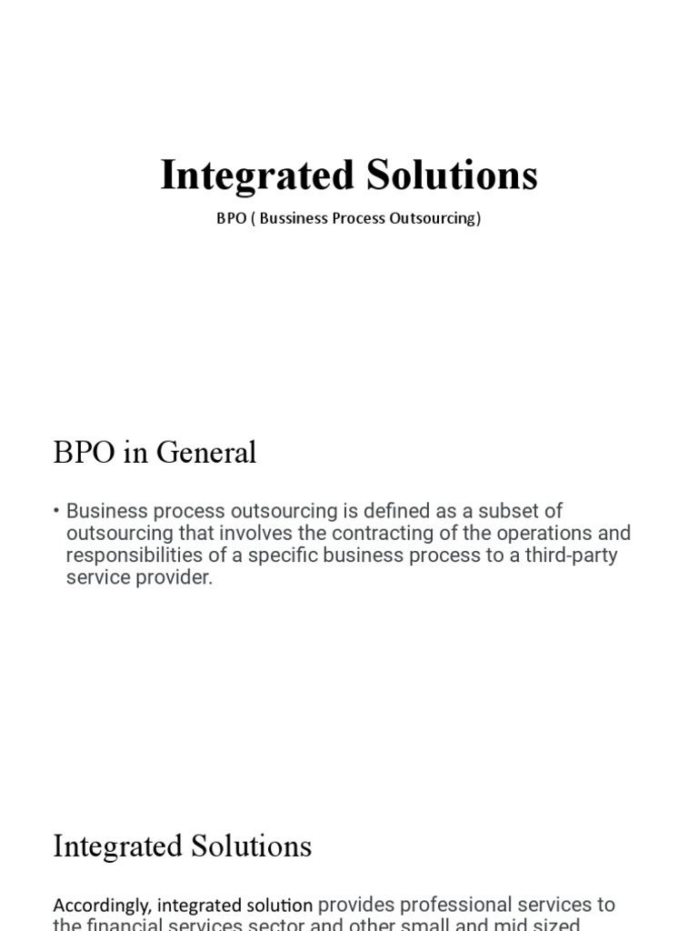 Integrated Solutions: BPO (Bussiness Process Outsourcing) | PDF