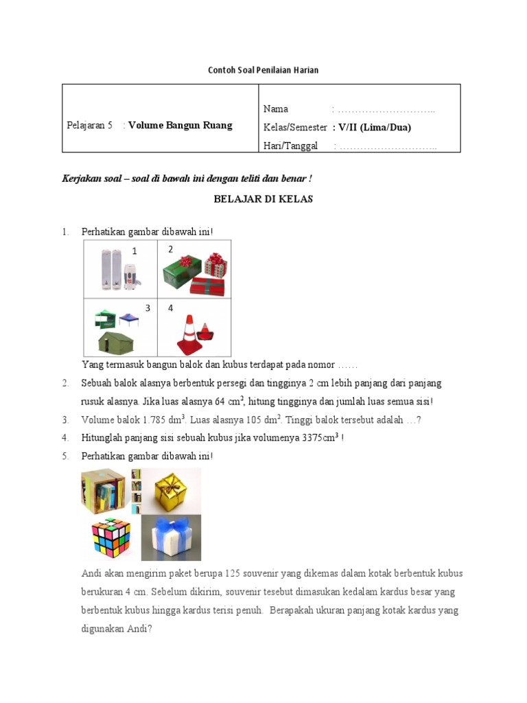 Soal Volume Bangun Ruang | PDF | Griya & Taman