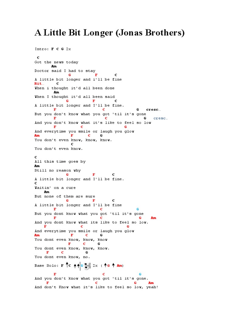 A Little Bit Longer Lyrics Analysis | PDF