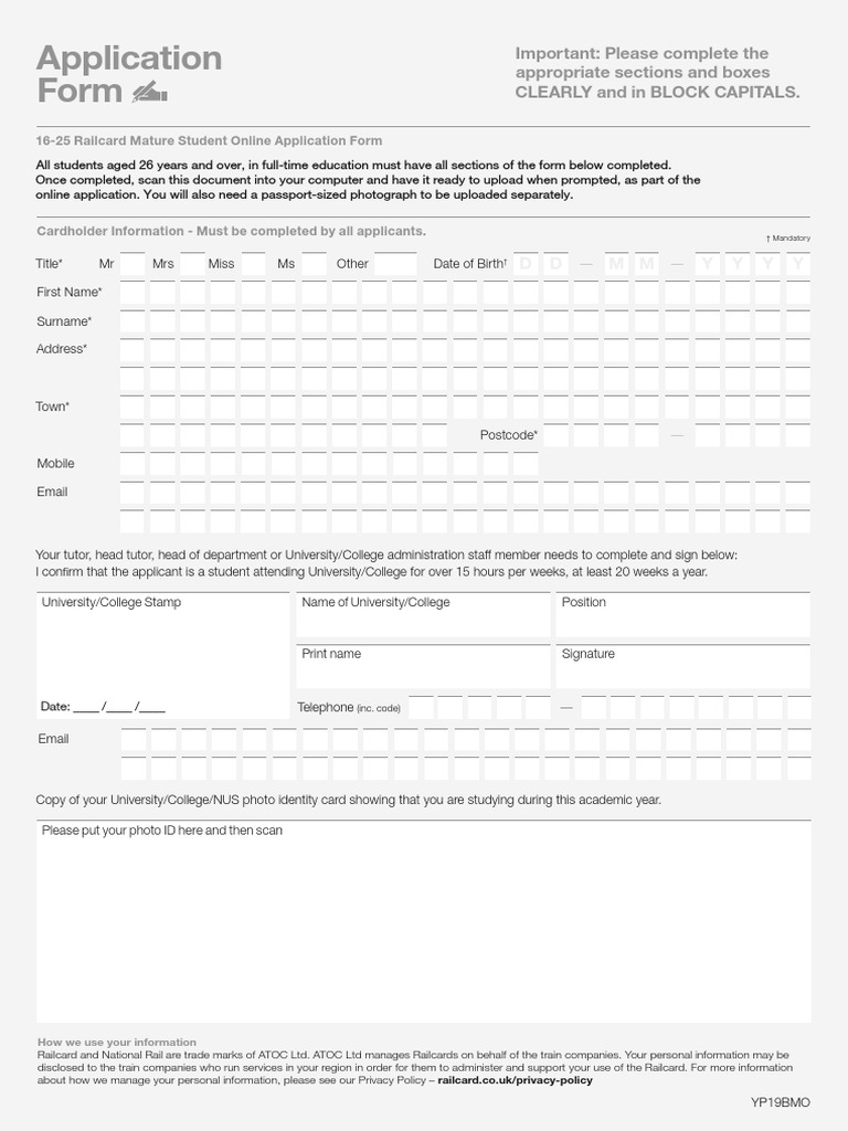 Railcard Form | Download Free PDF | Railway