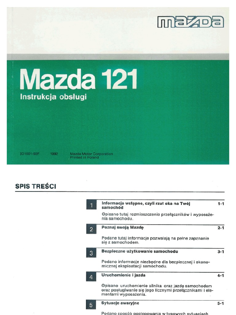 Mazda 121 DB 1990 1996 Manual PL PDF | PDF