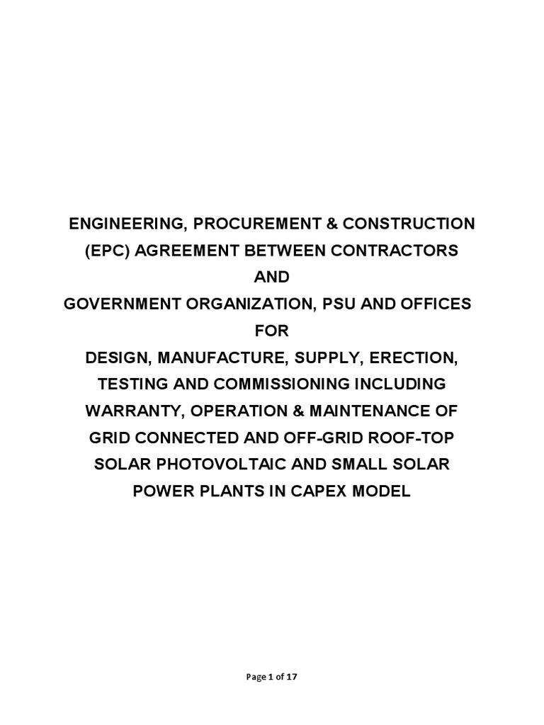 Annexure-V - Model EPC Agreement | PDF | Technology & Engineering