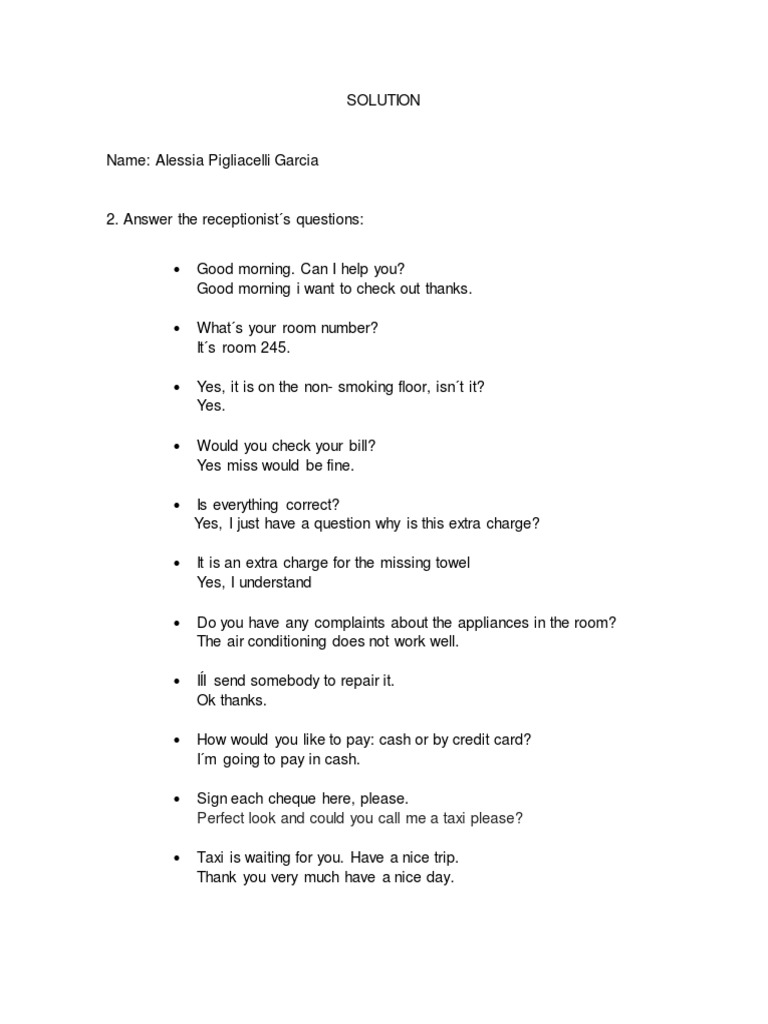 Hotel Checkout Conversation Example | PDF