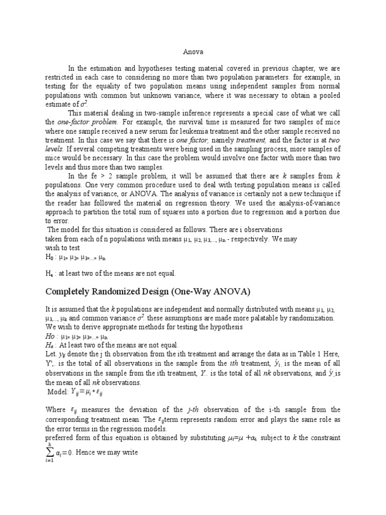 Completely Randomized Design (One-Way ANOVA) | PDF | Analysis Of ...