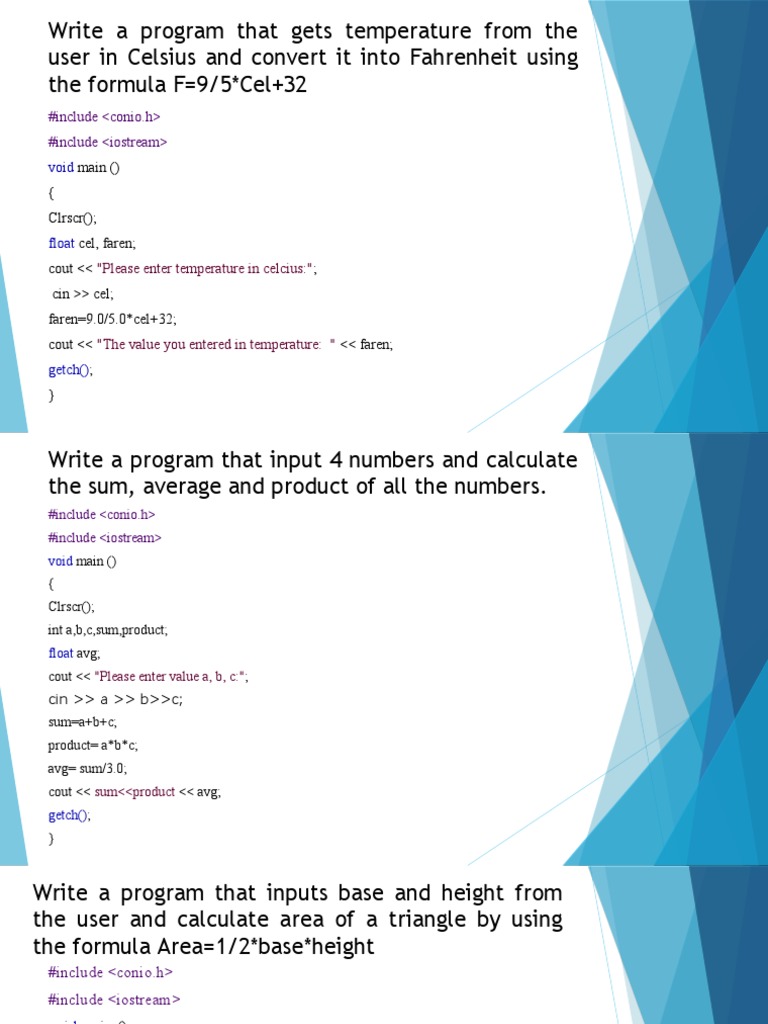 Write A Program That Gets Temperature From The User in Celsius and ...
