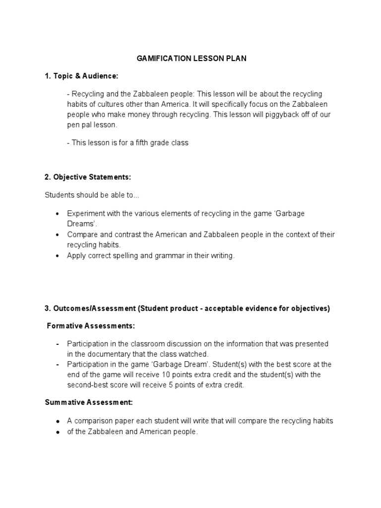 Devries Gamification Lesson Plan | PDF