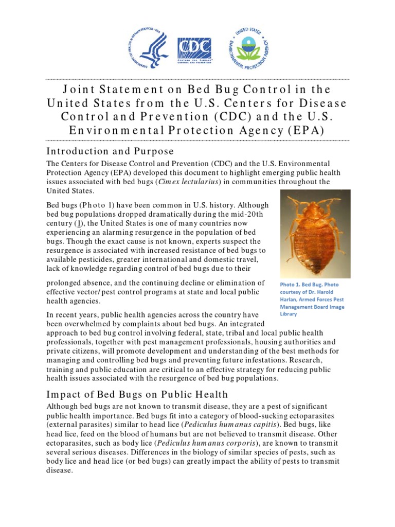 Joint Statement On Bed Bug Control in The US PDF | PDF