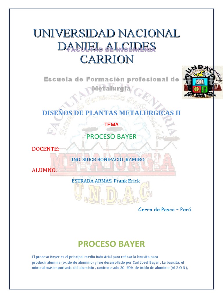 Proceso Bayer | PDF | Óxido de aluminio | Aluminio