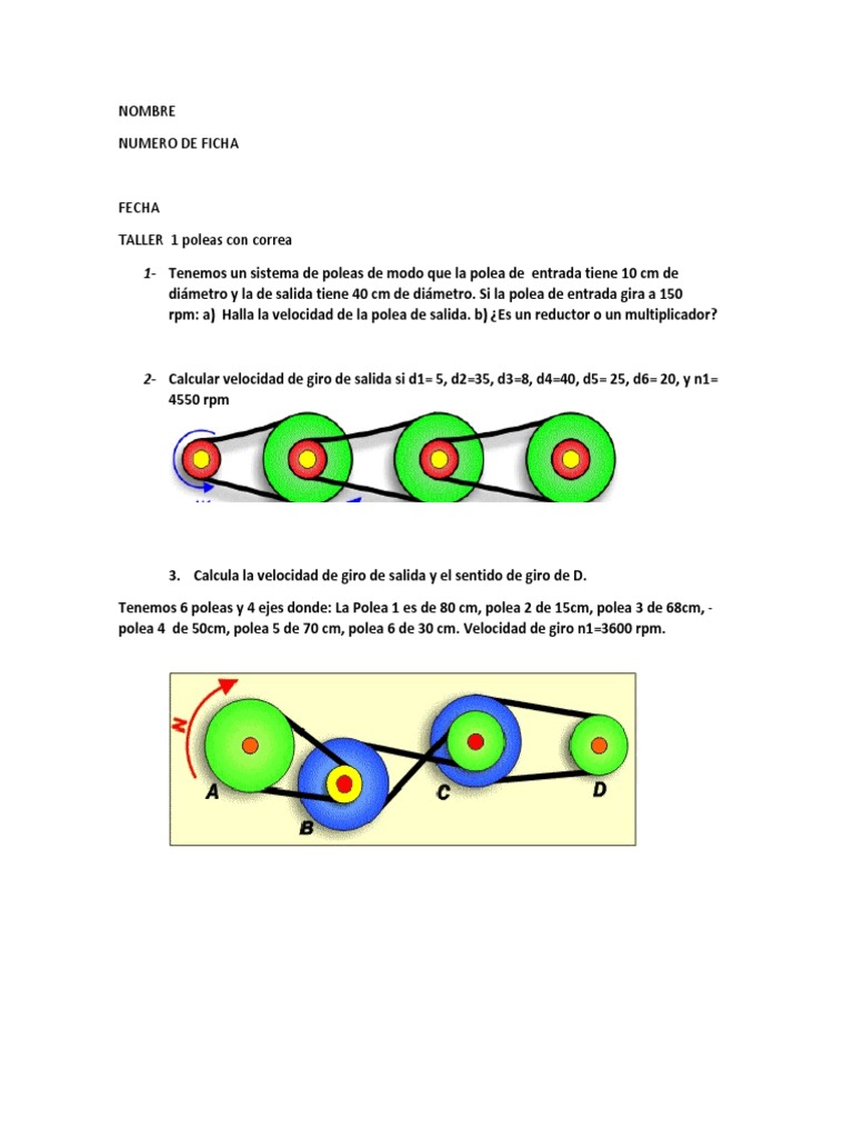 Taller 1 Elementos Maquinas Poleas Con Correa PDF | PDF