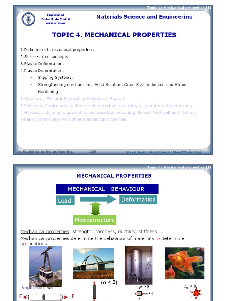 Topic 4. Mechanical Properties: Materials Science and Engineering | PDF