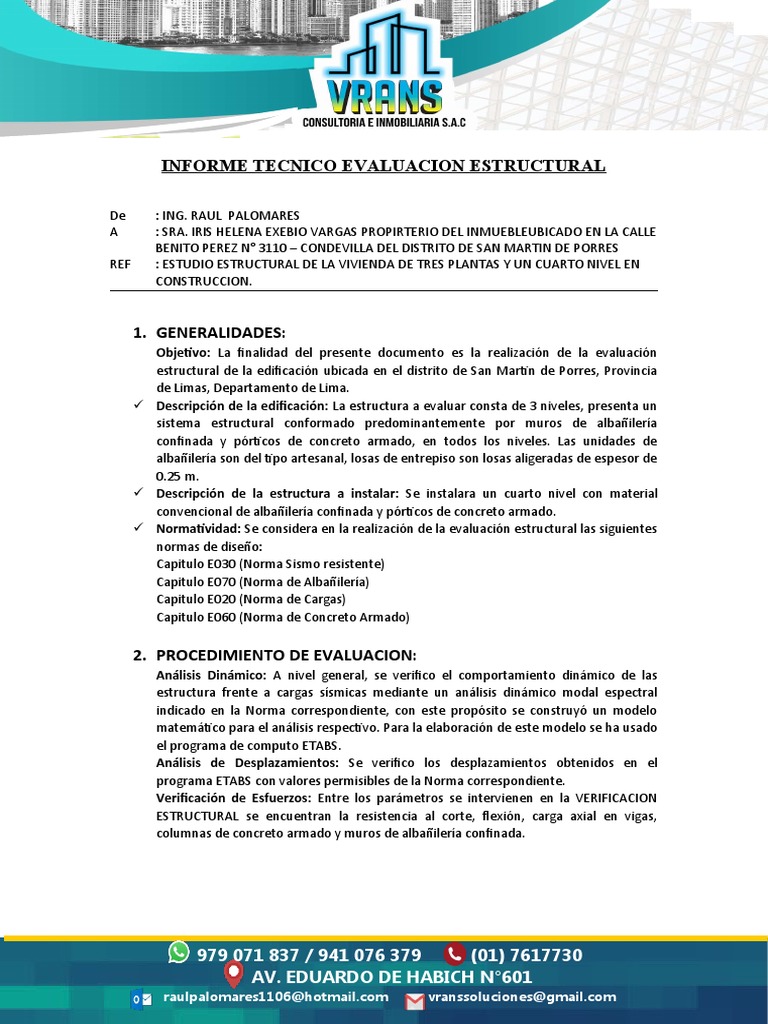 Informe de Evaluacion Estructural | PDF