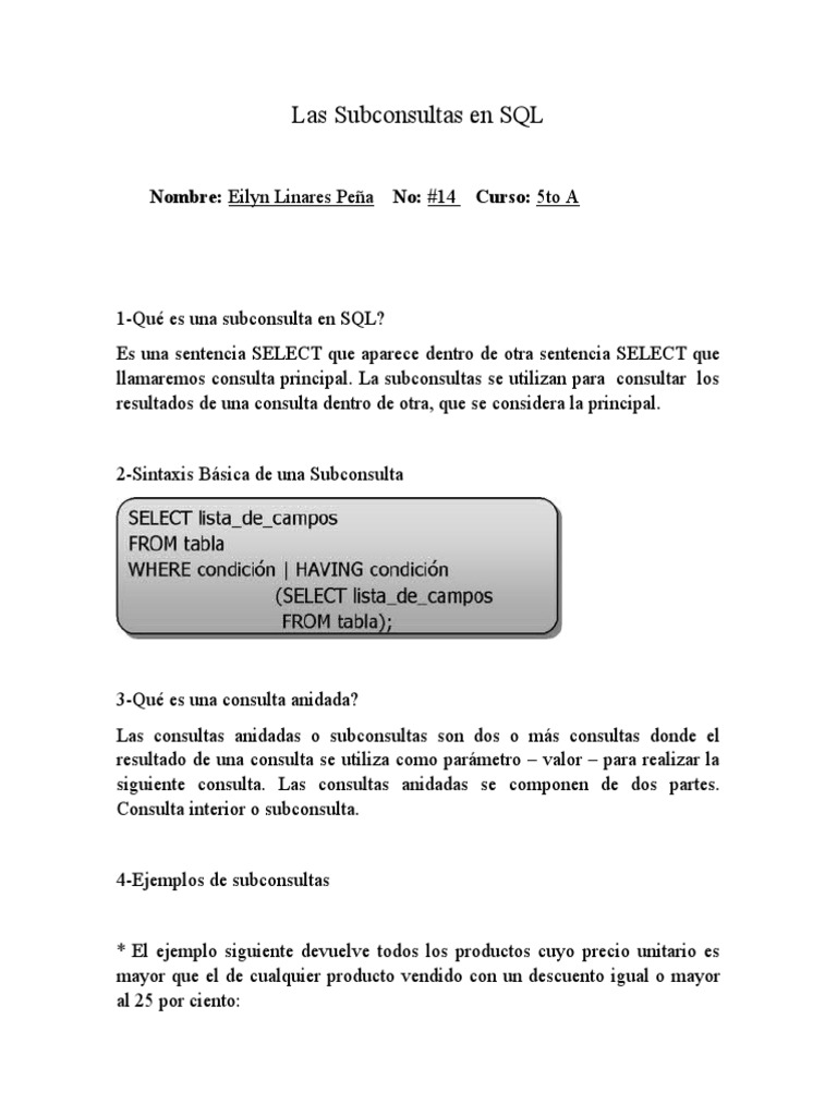 Las Subconsultas en SQL | PDF